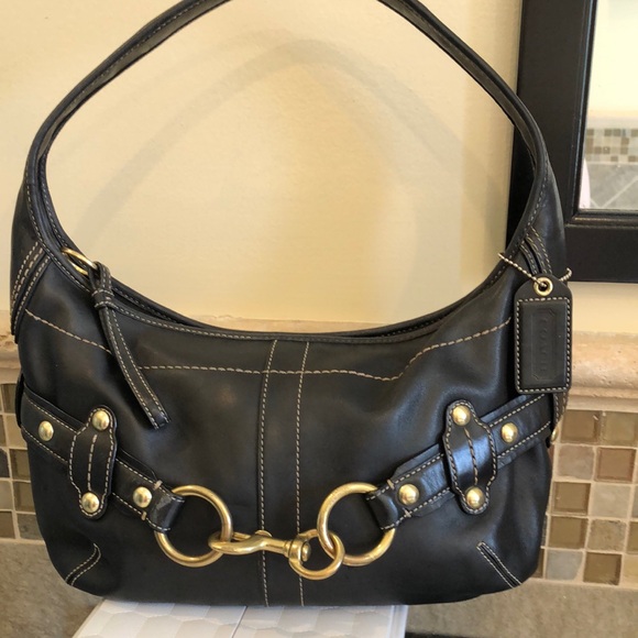 Coach | Bags | Coach Black Hobo Bag With Gold Accents H 9 X Width 3 X ...